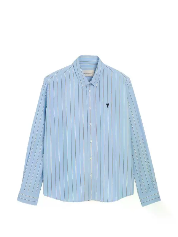 AMI Paris De Coeur Vertical-stripe Shirt - Blue