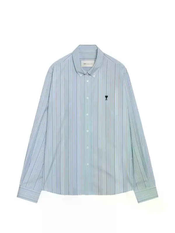 AMI Paris De Coeur Vertical-stripe Shirt