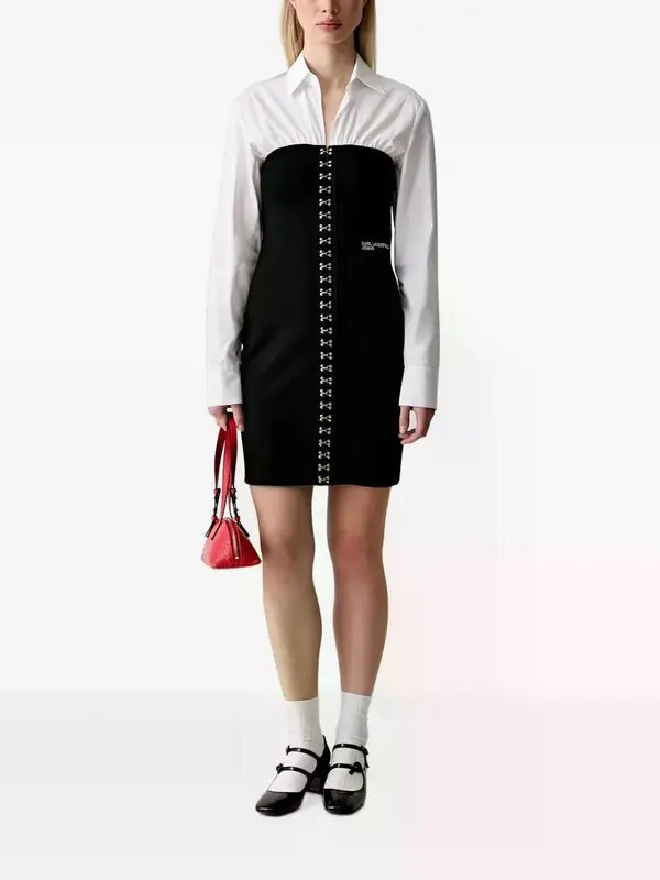 Karl Lagerfeld Hook-and-eye Layered Mini Dress - Black