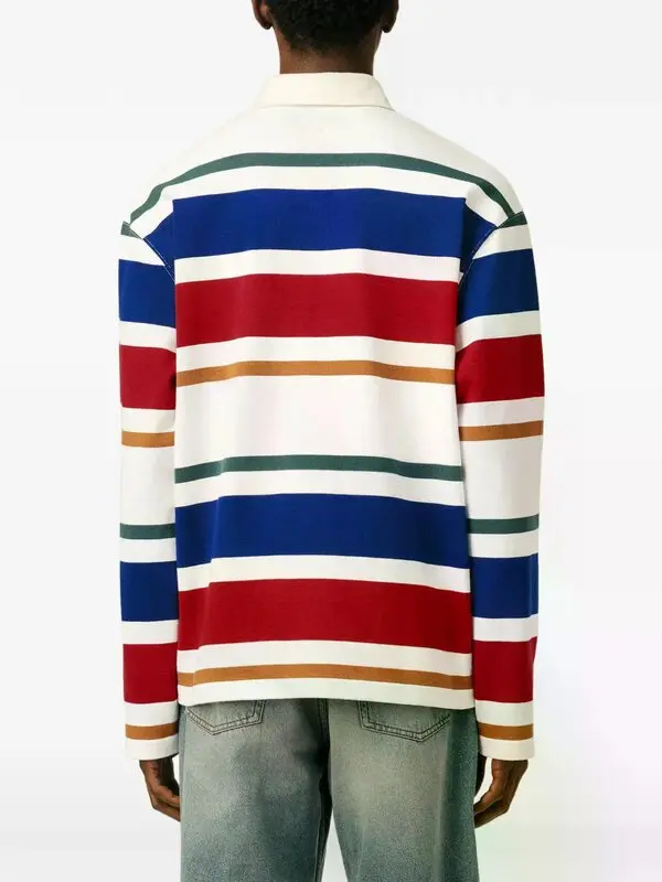 AMI Paris Striped Cotton Polo With Patch