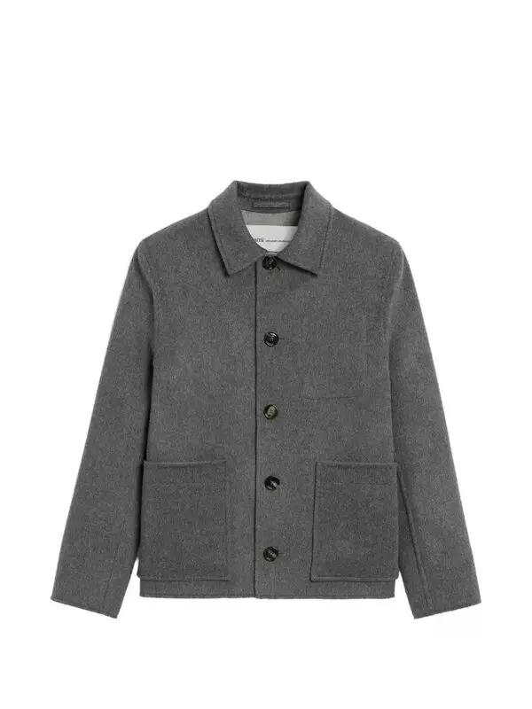 AMI Paris Button-down Wool And Cashmere Jacket - Grey