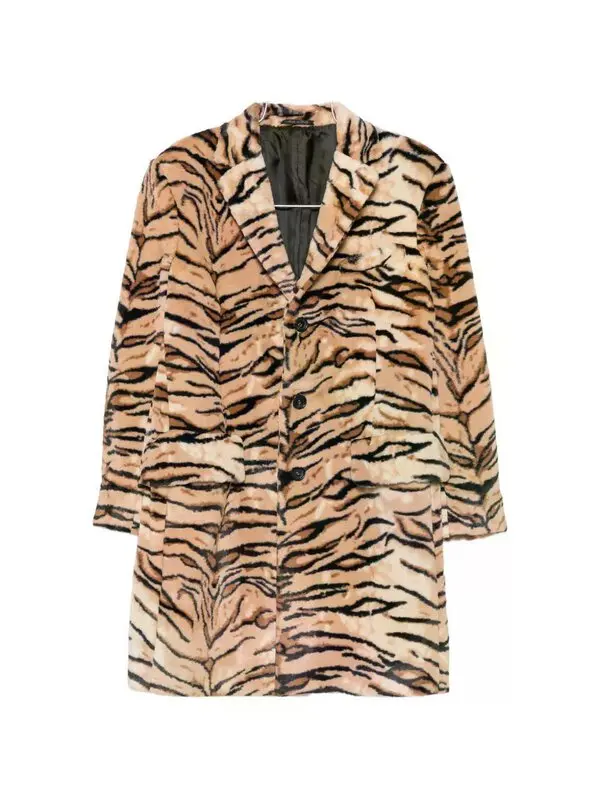 REVERES 1949 Tiger-print Notched-lapel Coat - Neutrals