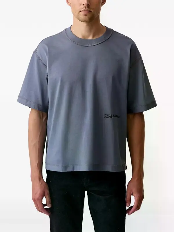 Karl Lagerfeld Logo-print Drop-shoulder T-shirt - Blue