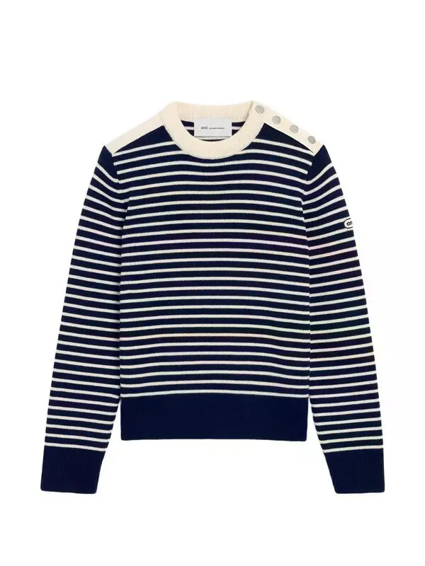 AMI Paris Sailor Striped Wool Crewneck Sweater - Blue