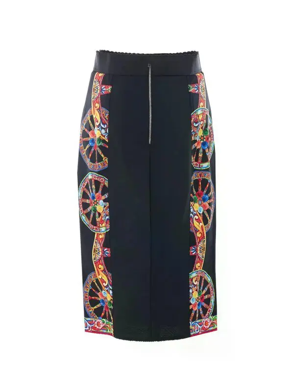 Dolce & Gabbana Carretto-print Midi Skirt