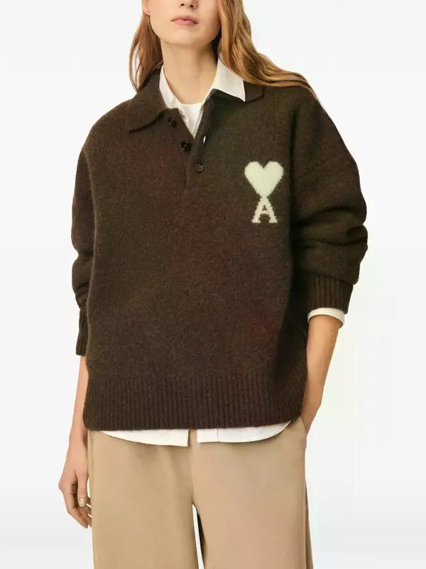 AMI Paris Alpaca Polo With De Coeur