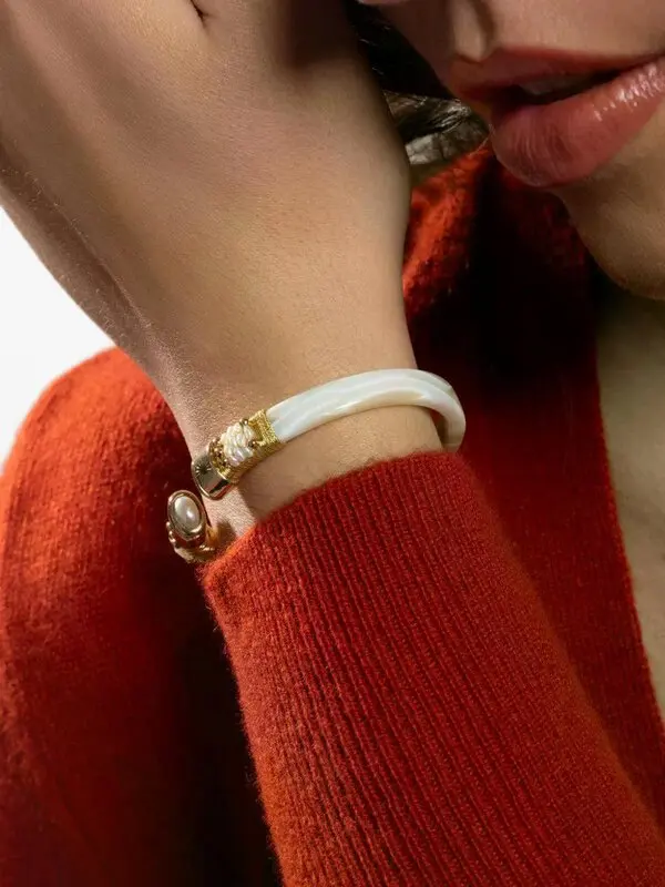 Gas Bijoux Sarina Pearl-embellished Open Cuff Bracelet