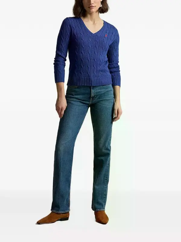 Polo Ralph Lauren Cable Knit V-neck Sweater - Blue