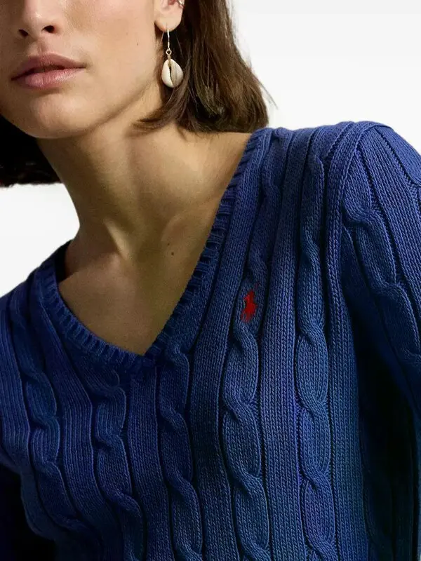 Polo Ralph Lauren Cable Knit V-neck Sweater - Blue