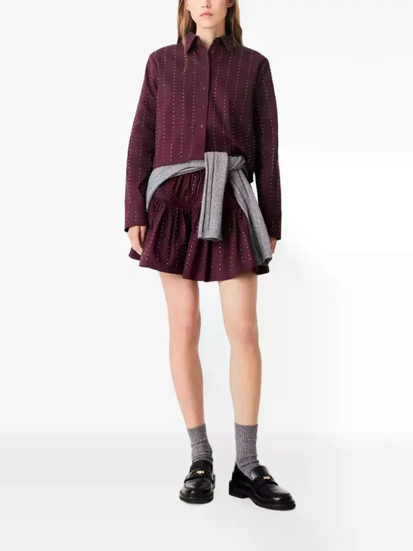 Maje Cropped Rhinestone Cotton Shirt