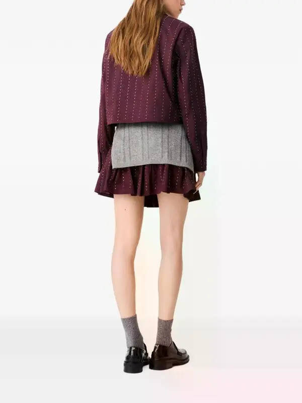 Maje Cropped Rhinestone Cotton Shirt