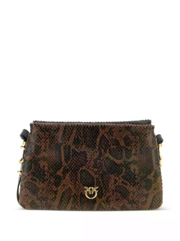Pinko Love Birds Python-print Leather Crossbody Bag - Brown