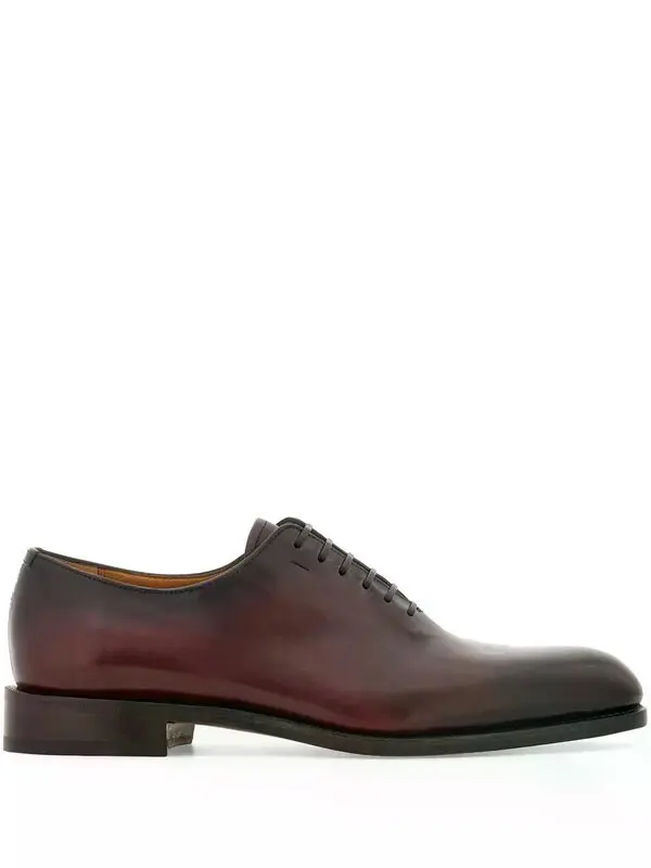 FERRAGAMO Tramezza Lace-up Leather Oxford Shoes - Red