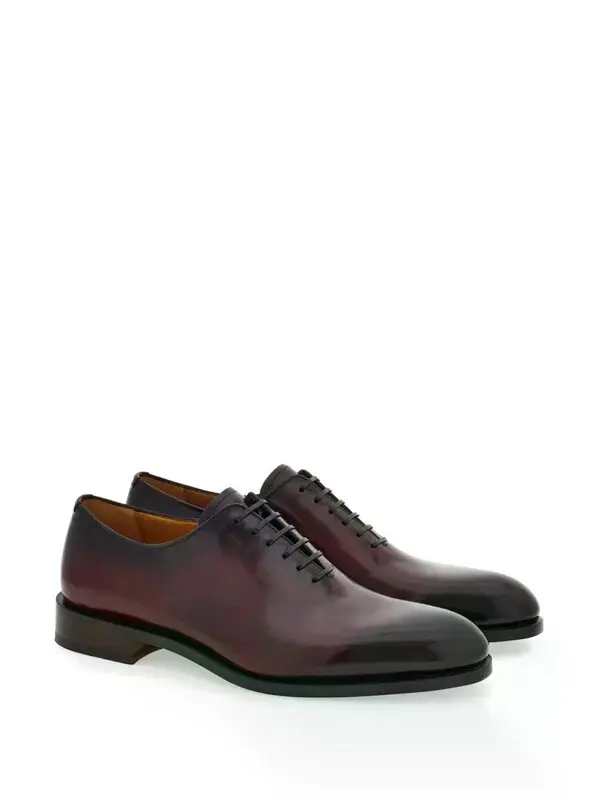 FERRAGAMO Tramezza Lace-up Leather Oxford Shoes - Red