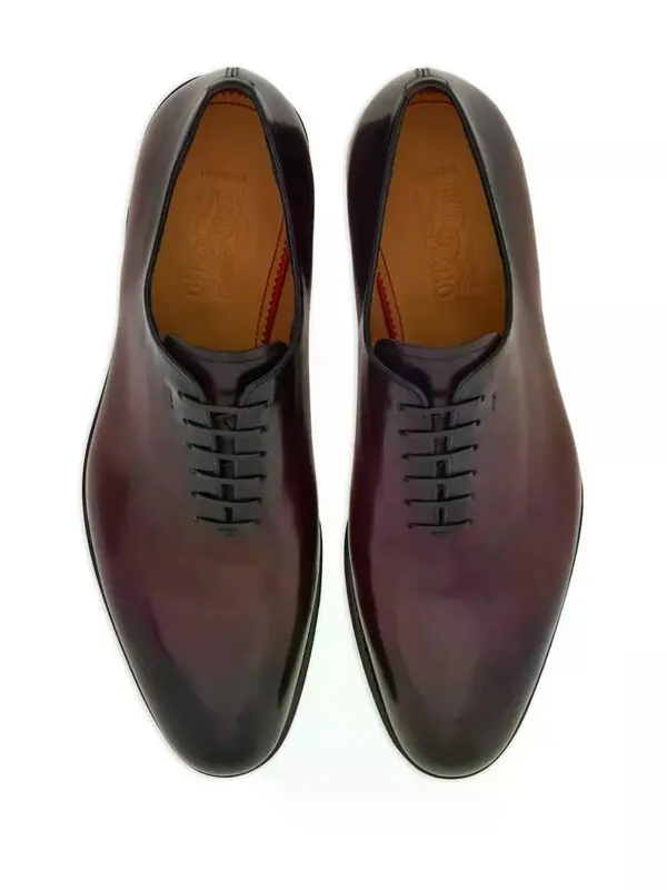 FERRAGAMO Tramezza Lace-up Leather Oxford Shoes - Red