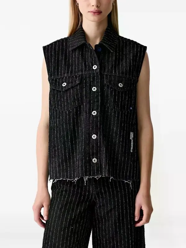 Karl Lagerfeld Pinstripe-pattern Sleeveless Jacket - Black