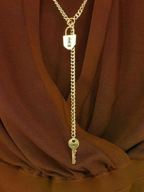 Elisabetta Franchi Charm Detail V-neck Dress - Brown