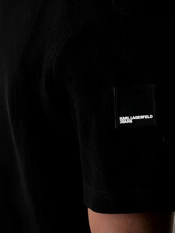 Karl Lagerfeld Ribbed-knit Logo-patch T-shirt