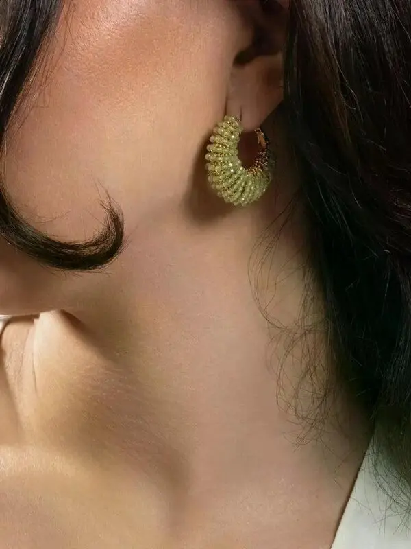 Gas Bijoux Small Izzia Hoop Earrings With Green Quartz