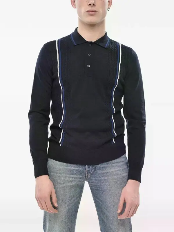 PAOLO PECORA Long-sleeve Buttoned Polo Shirt - Blue
