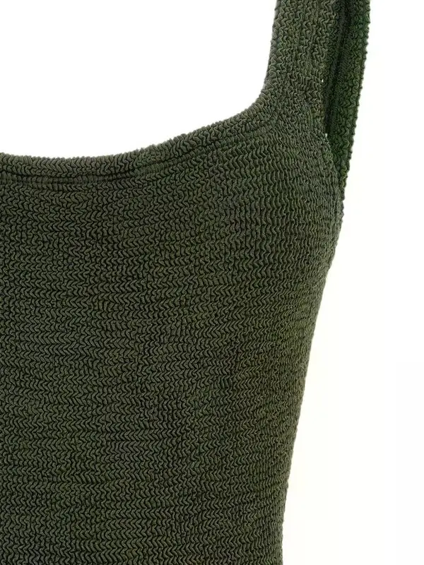 Hunza G Crinkle-effect Square-neck Swimsuit - Green
