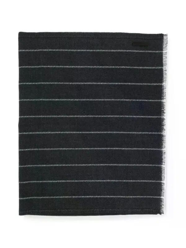 Zegna Stripe-print Fringed Scarf - Grey