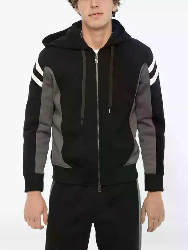 Neil Barrett Modernist Panelled And Grey Hoodie - Black
