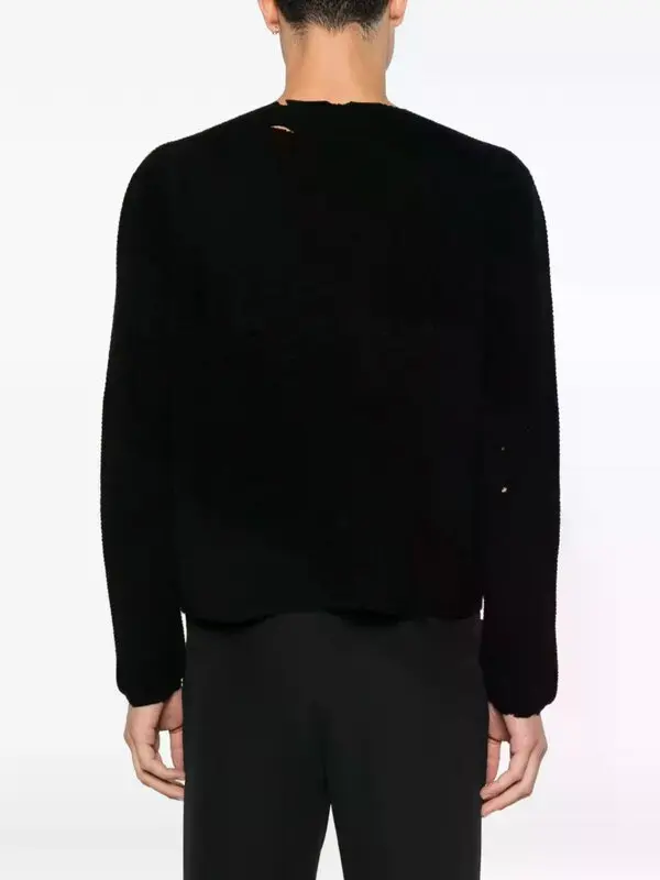SECOND / LAYER Distressed Waffle Knit Sweater