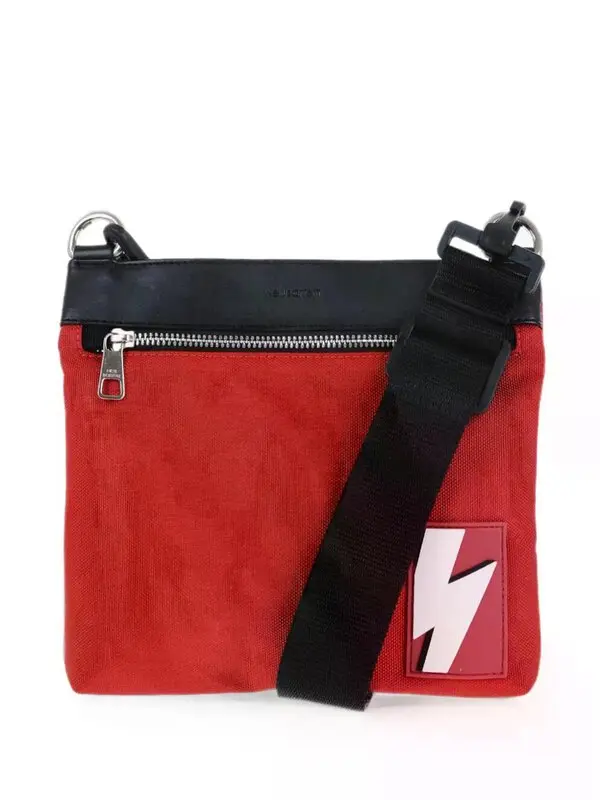 Neil Barrett Fair Isle Thunderbolt Messenger Bag - Red