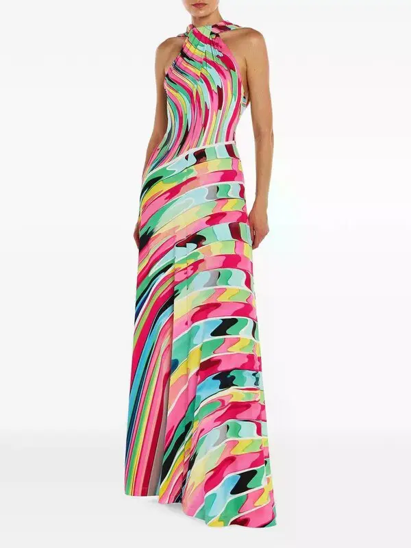MARY KATRANTZOU Dionne Geometric-print Maxi Dress - Pink