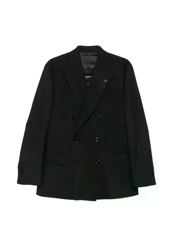 LARDINI Pinstripe Double-breasted Blazer - Blue