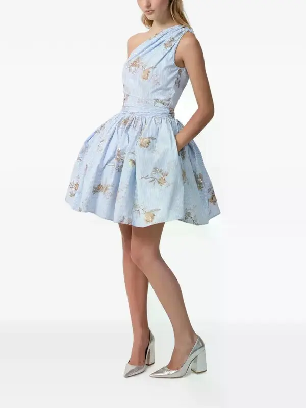 AKNVAS Paula Sequin-embellished One-shoulder Mini Dress - Blue