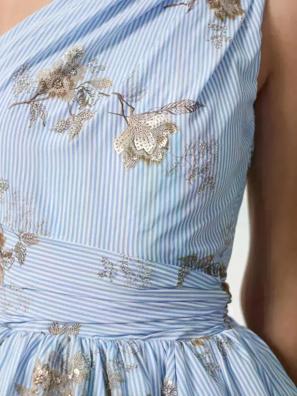 AKNVAS Paula Sequin-embellished One-shoulder Mini Dress - Blue