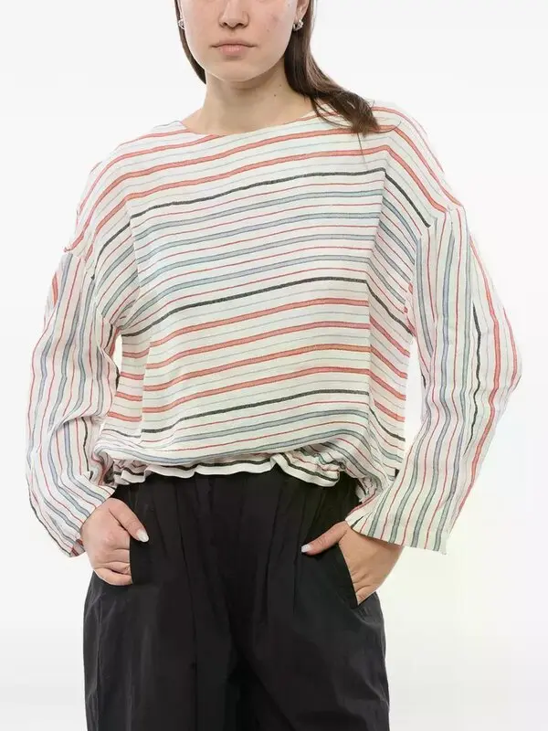 Woolrich Striped Elastic-hem Blouse - Neutrals