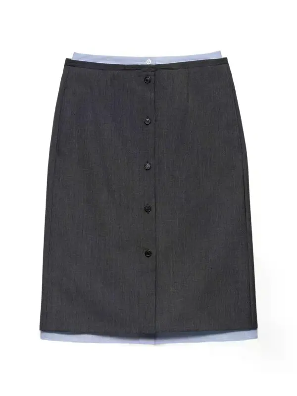 Prada Light Mohair And Chambray Skirt - Grey