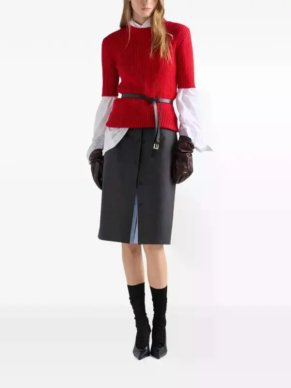 Prada Light Mohair And Chambray Skirt