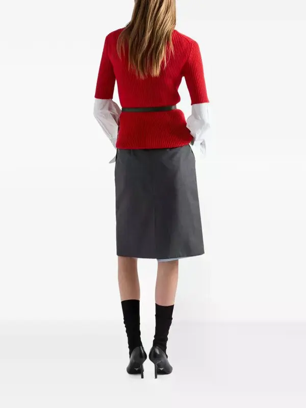 Prada Light Mohair And Chambray Skirt