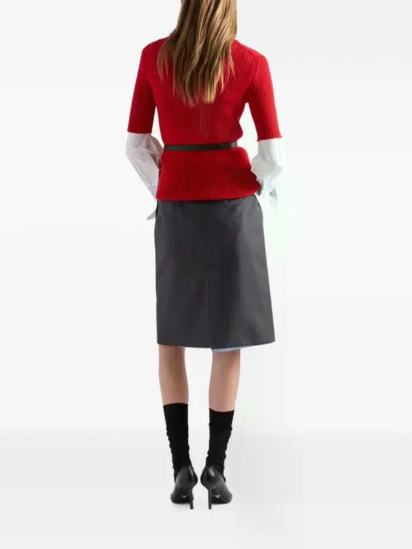 Prada Light Mohair And Chambray Skirt