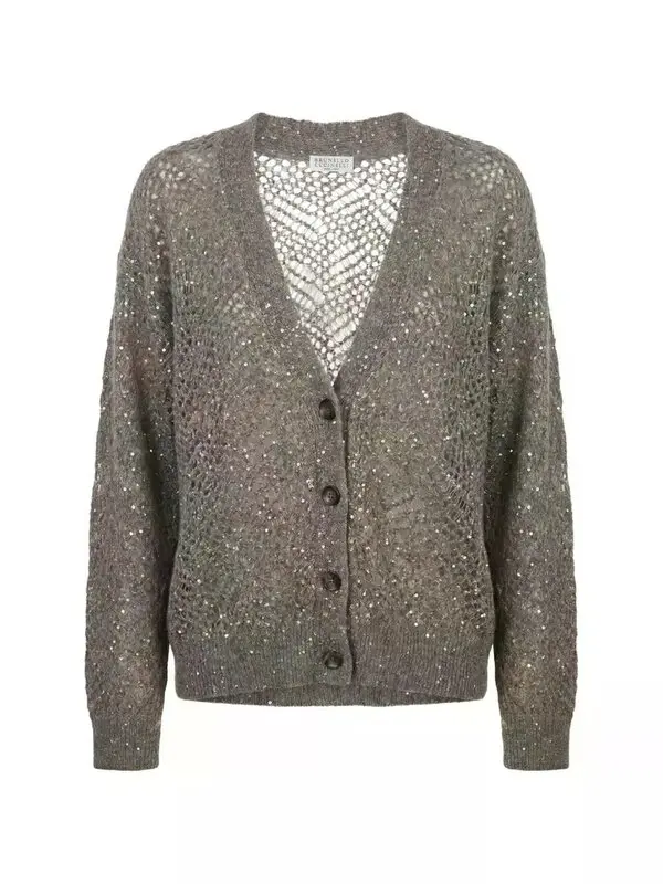 Brunello Cucinelli Dazzling Sequin-embellished Cardigan - Grey