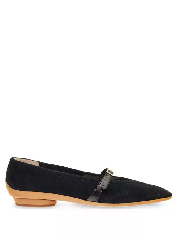 FERRAGAMO Audrey Suede Ballerinas - Black
