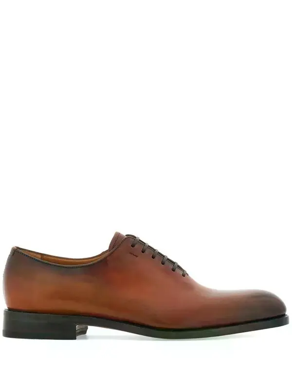 FERRAGAMO Tramezza Leather Oxford Shoes - Brown
