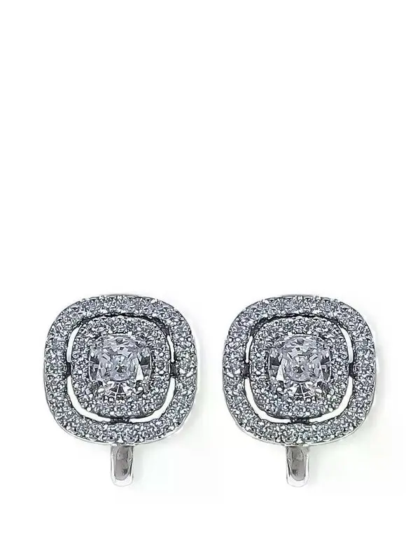 FANTASIA BY DESERIO Double-halo Earrings - Silver