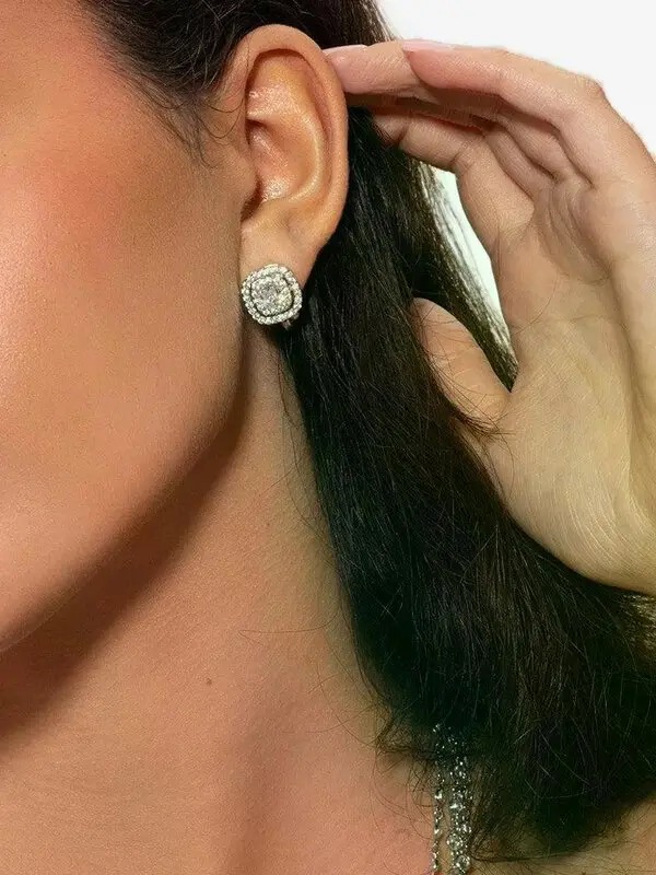 FANTASIA BY DESERIO Double Halo Earrings With Pavé-set Stones