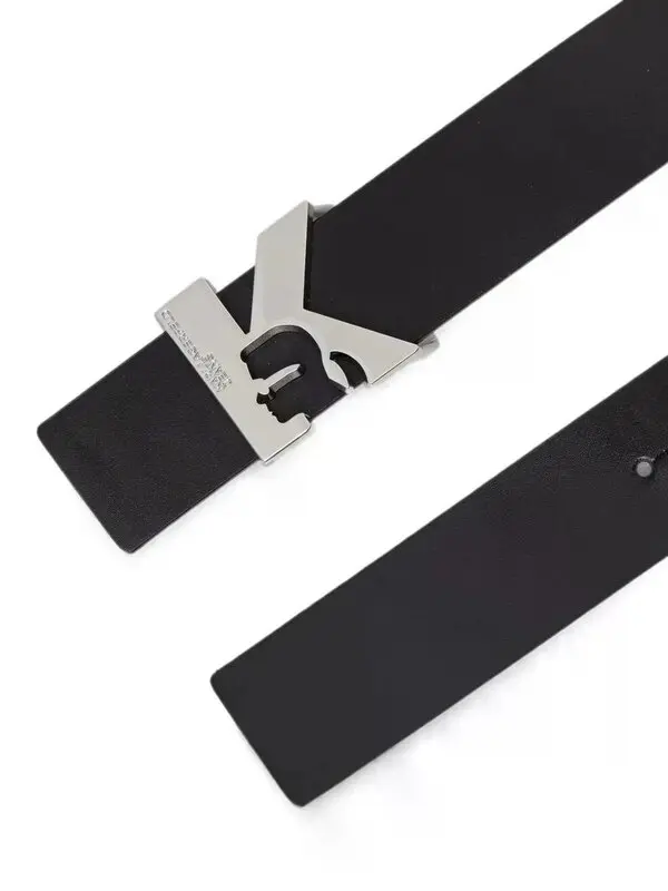 Karl Lagerfeld Logo-plaque Leather Belt - Black