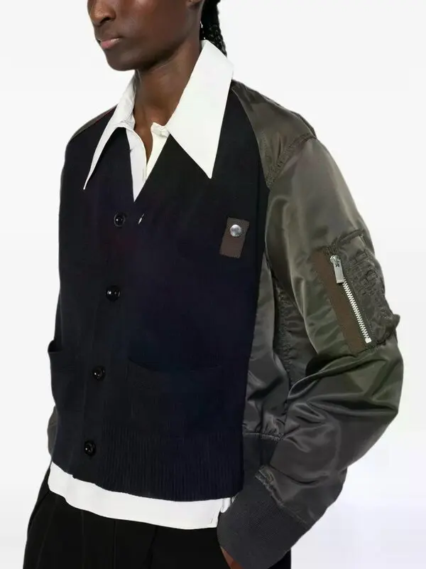 Sacai Ribbed-knit Bomber Jacket