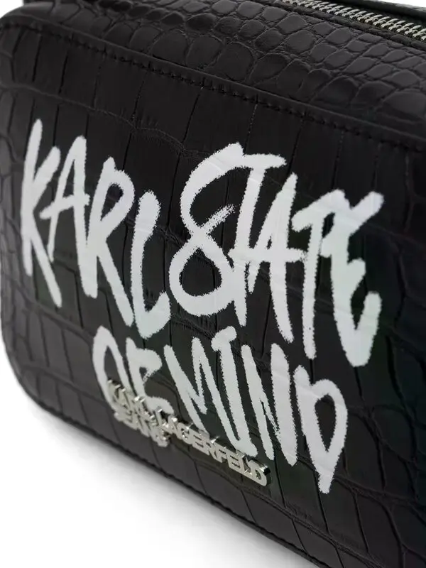 Karl Lagerfeld Croc-effect Logo Print Shoulder Bag
