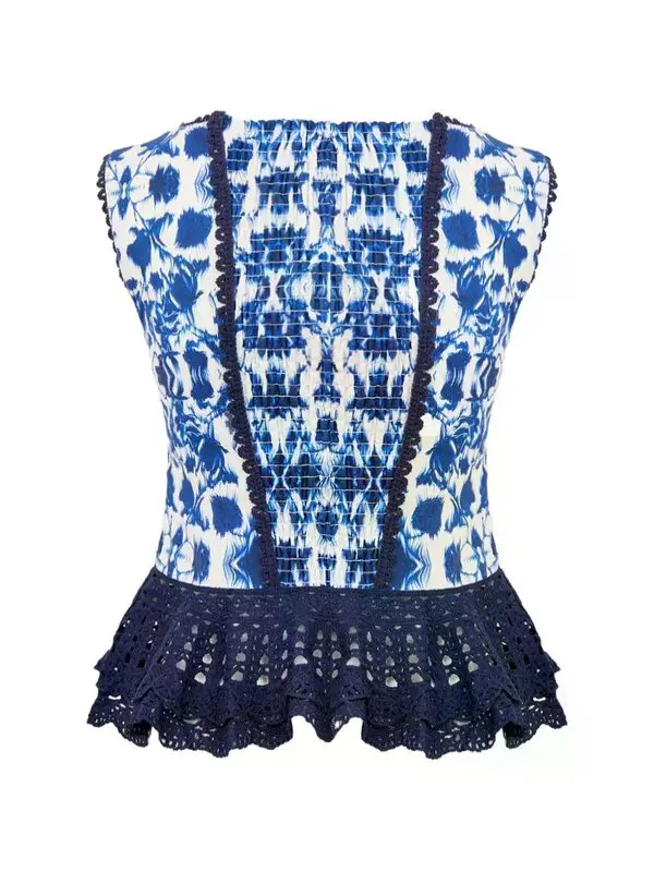 Clea Giselle Crochet-trim Shirred Top