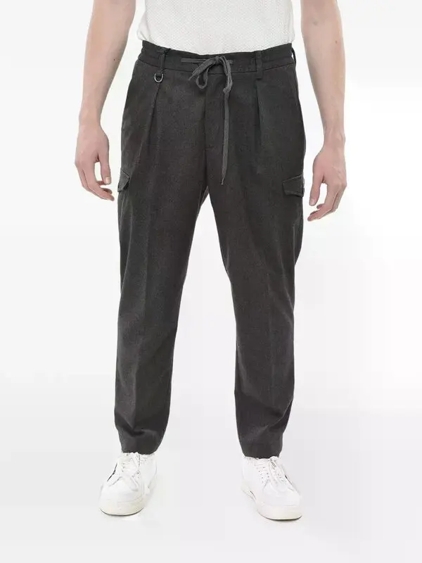 PAOLO PECORA Pleated-detailing Drawstring-fastening Tailored-design Trousers - Grey