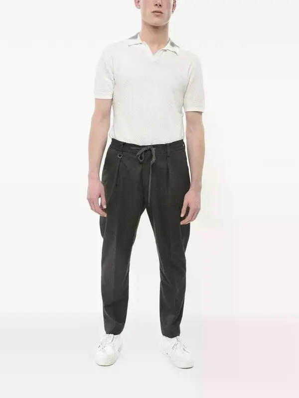 PAOLO PECORA Pleated-detailing Drawstring-fastening Tailored-design Trousers - Grey