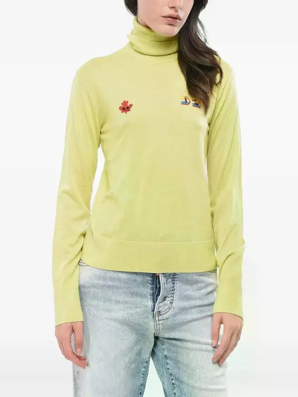 Dsquared2 Embroidered Turtleneck Sweater - Yellow
